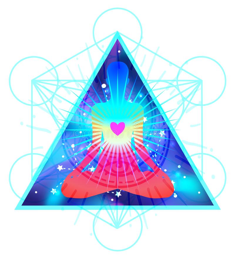 human-silhouette-meditating-doing-yoga-triangle-pyramid-human ...